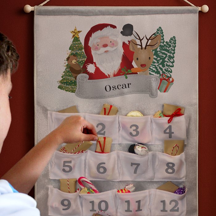 Personalised Santa Advent Calendar In Silver Grey | SpecialMoment.co.uk