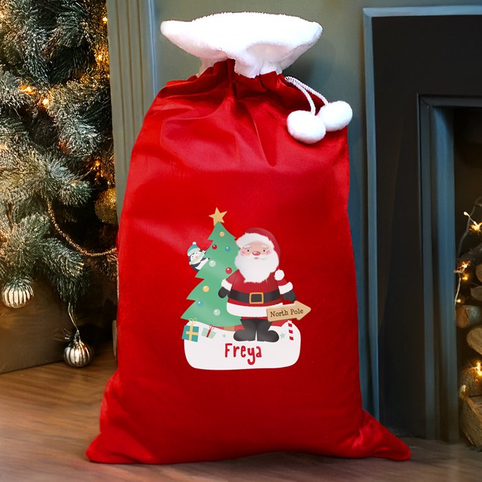 Personalised Pom Pom Red Santa Sack | SpecialMoment.co.uk