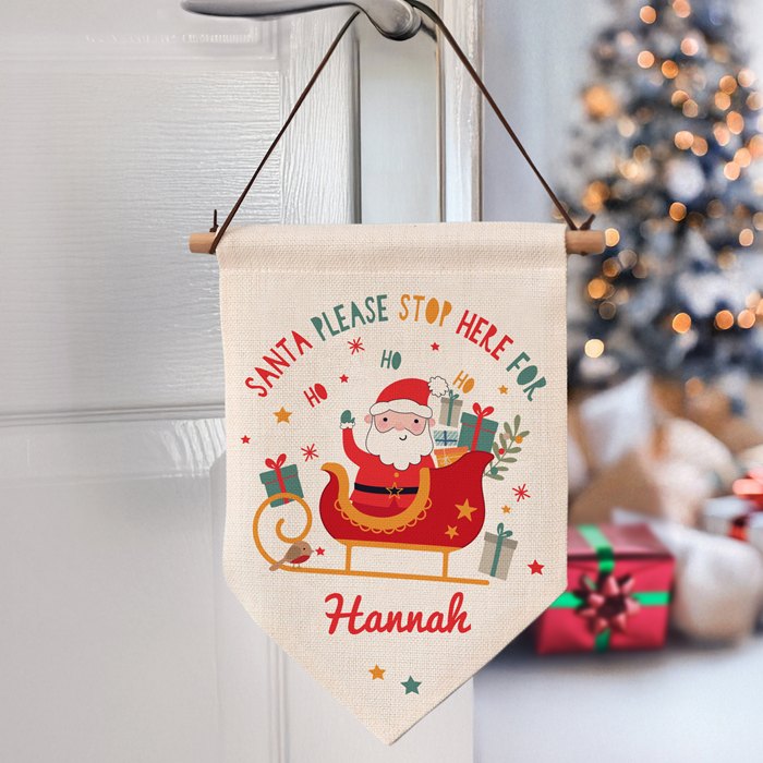 Personalised Santa Stop Here Banner | SpecialMoment.co.uk