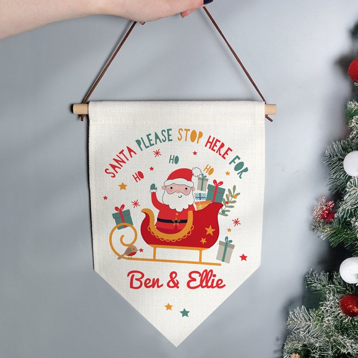 Personalised Santa Stop Here Banner | SpecialMoment.co.uk