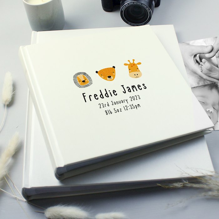 Personalised Scandi Safari Animals Square Photo Album | SpecialMoment.co.uk
