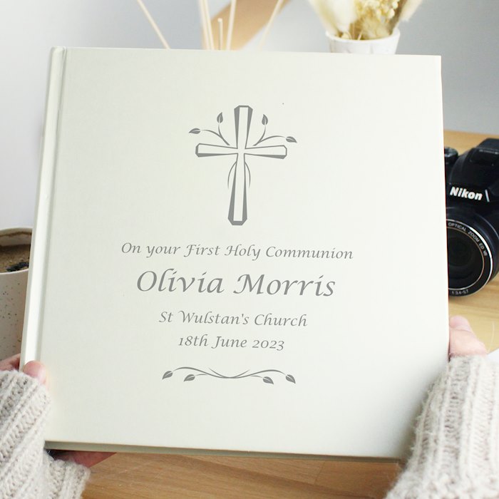 Personalised Silver Cross Square Photo Album | SpecialMoment.co.uk