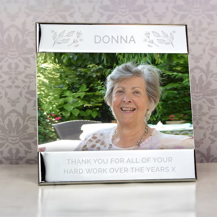 Personalised Silver Floral Square 6x4 Landscape Photo Frame ...