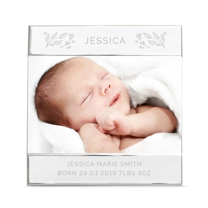 Personalised Silver Floral Square 6x4 Landscape Photo Frame ...