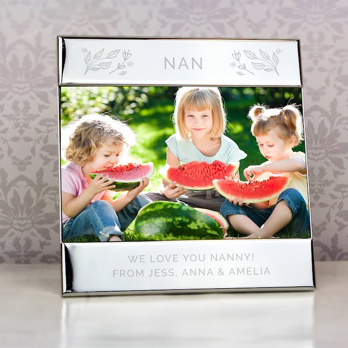 Personalised Silver Floral Square 6x4 Landscape Photo Frame ...