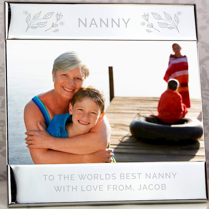 Personalised Silver Floral Square 6x4 Landscape Photo Frame ...