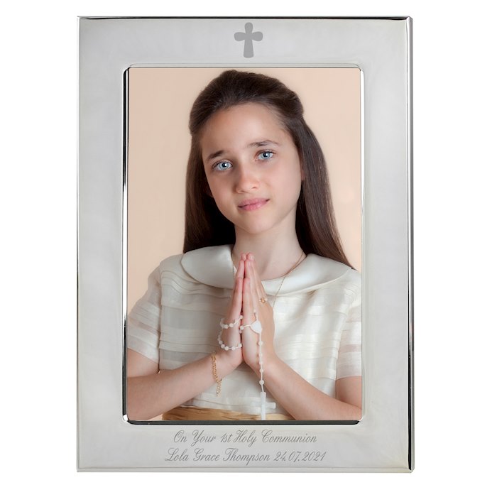 Personalised Silver Plated 6x4 Elegant Cross Photo Frame ...