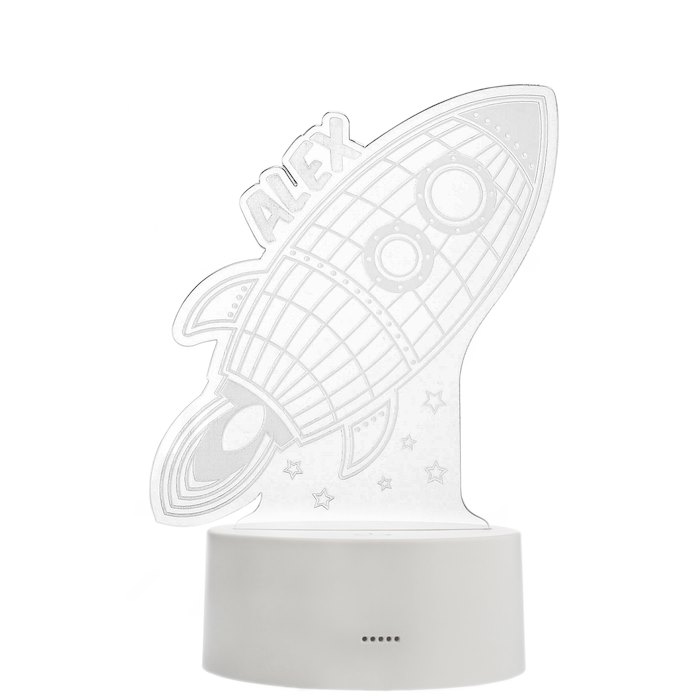 Personalised Space Rocket LED Colour Changing Wireframe Night Light ...