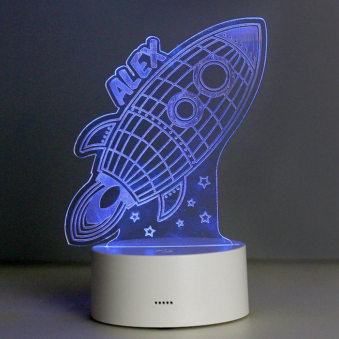Personalised Space Rocket LED Colour Changing Wireframe Night Light ...