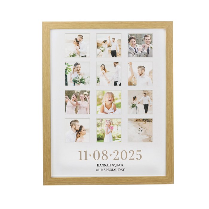 Personalised Special Date Oak Multi Photo Frame | SpecialMoment.co.uk