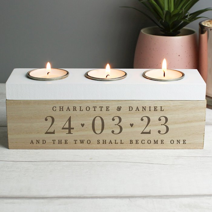Personalised Special Date Triple Tea Light Box SpecialMoment