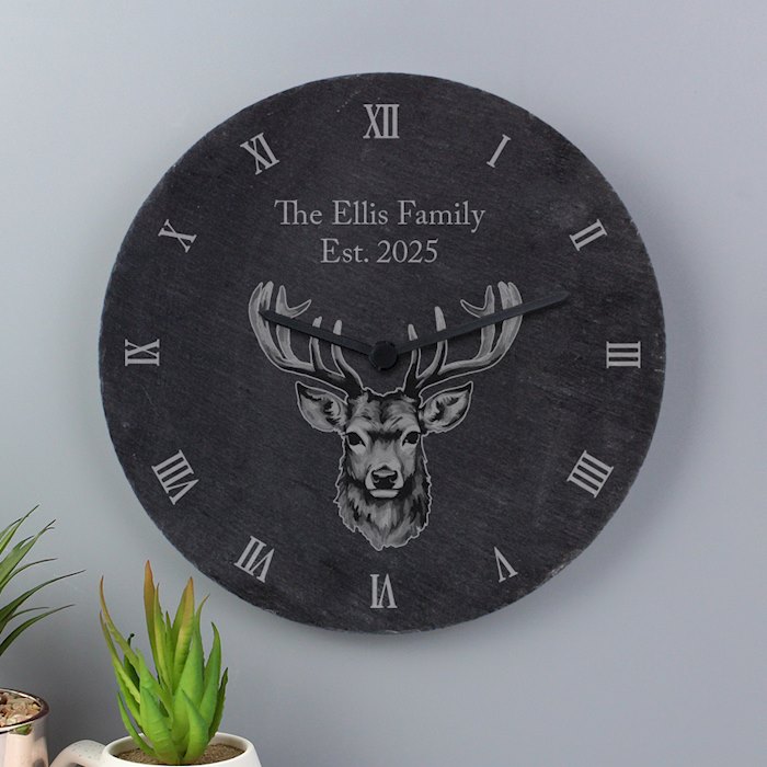 Personalised Stag Slate Clock | SpecialMoment.co.uk