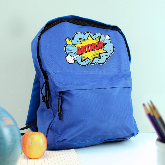 Personalised Superhero Blue Backpack | SpecialMoment.co.uk