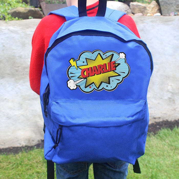 Personalised Superhero Blue Backpack | SpecialMoment.co.uk