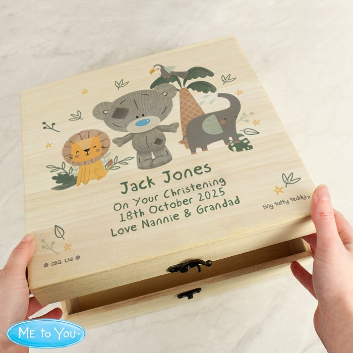 Personalised Tiny Tatty Teddy Jungle Animals Keepsake Box ...