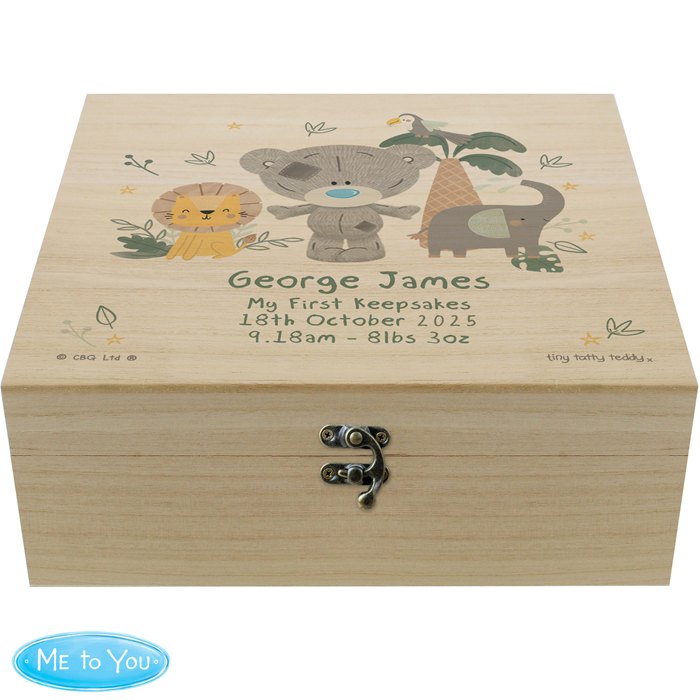 Personalised Tiny Tatty Teddy Jungle Animals Keepsake Box ...