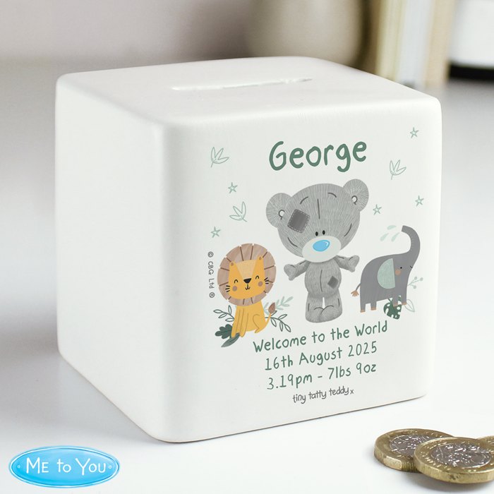 Personalised Tiny Tatty Teddy Jungle Animals Money Box | SpecialMoment ...