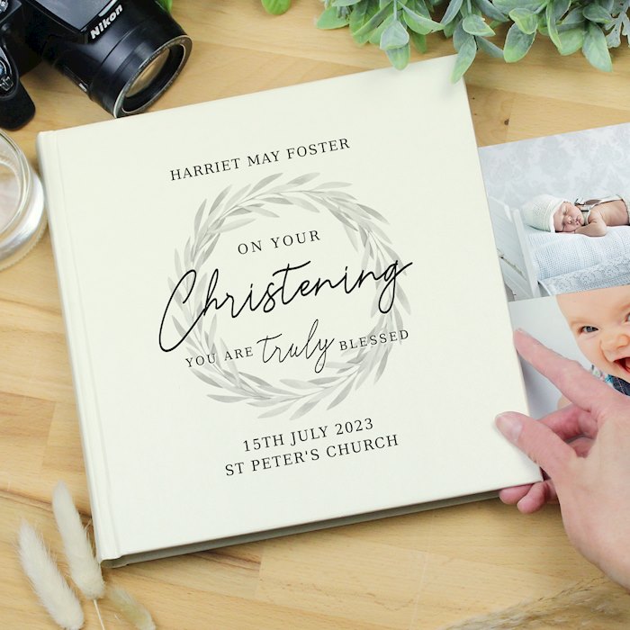 Personalised 'Truly Blessed' Christening Square Photo Album ...