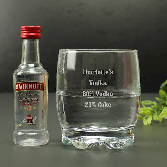 Personalised Tumbler and Smirnoff Vodka Miniature Set | SpecialMoment.co.uk