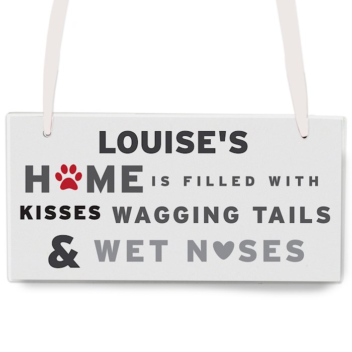 Personalised 'Wagging Tails' Dog Wooden Sign | SpecialMoment.co.uk