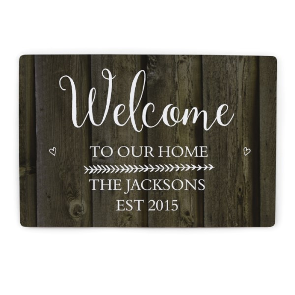 Personalised Walnut Wood Grain Metal Sign | SpecialMoment.co.uk