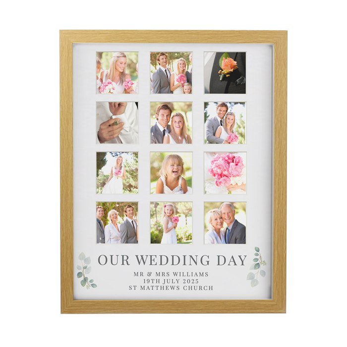 Personalised Wedding Oak Multi Photo Frame | SpecialMoment.co.uk