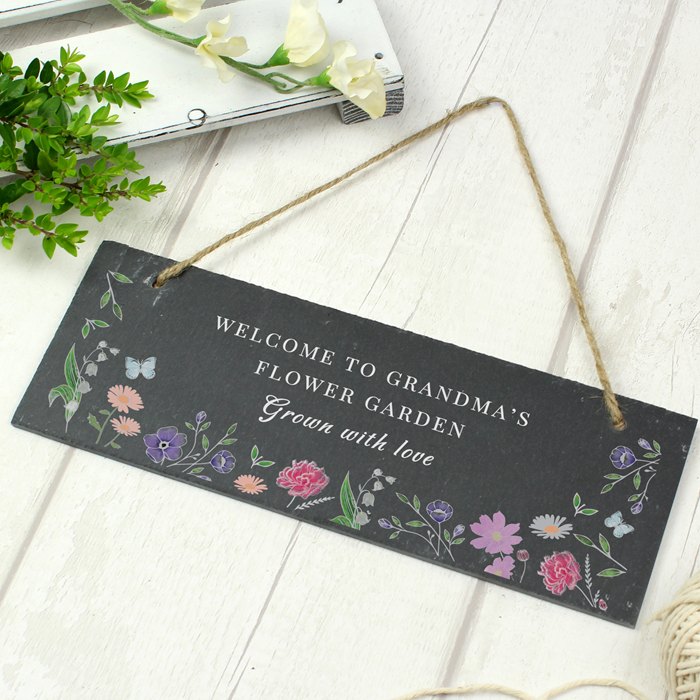 Personalised Wild Flowers Slate Garden Sign | SpecialMoment.co.uk