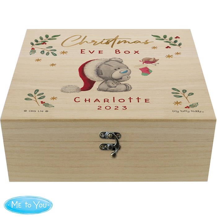 Personalised Winter Christmas Eve Tiny Tatty Teddy Large Wooden ...