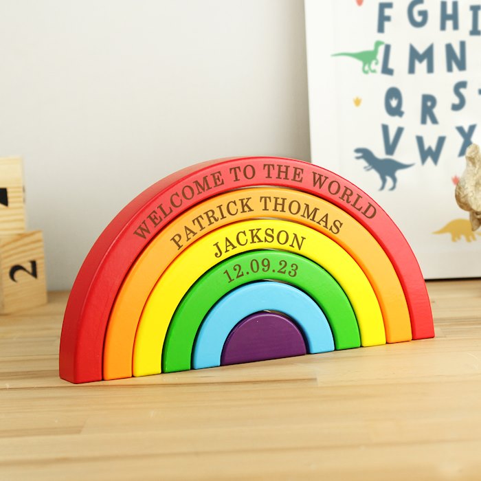 Personalised Wooden Rainbow Stacker | SpecialMoment.co.uk