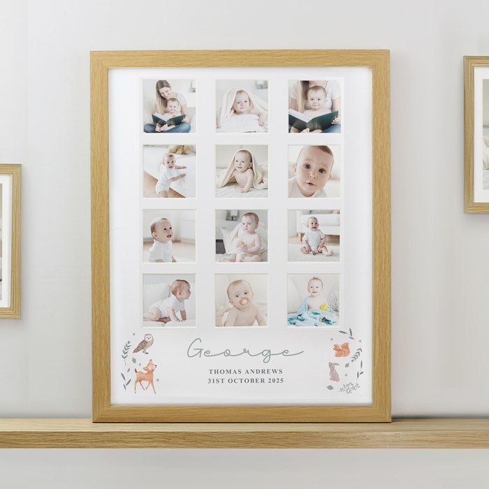 Personalised Woodland Animal Oak Multi Photo Frame | SpecialMoment.co.uk