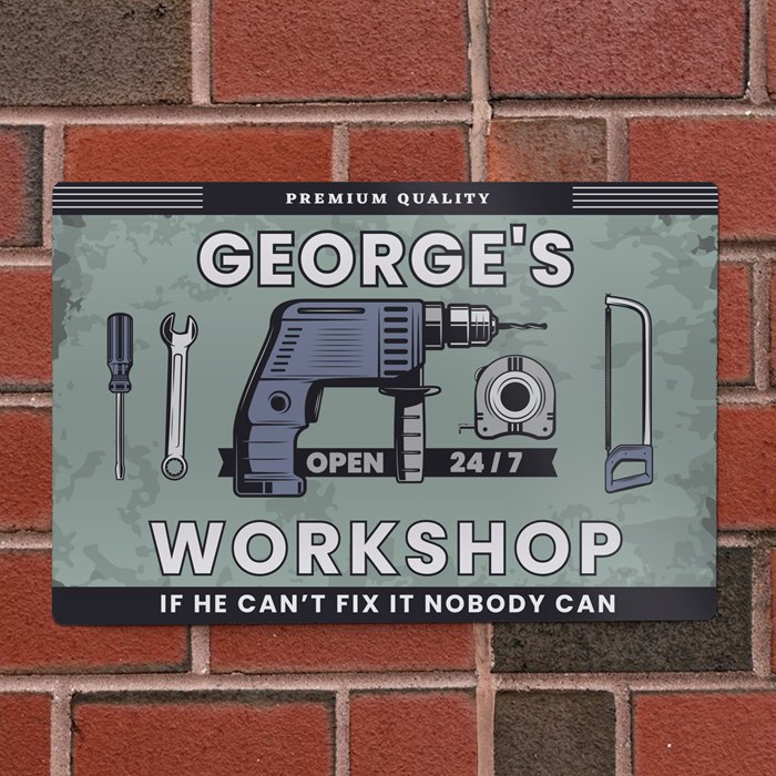 Personalised Workshop Metal Sign | SpecialMoment.co.uk