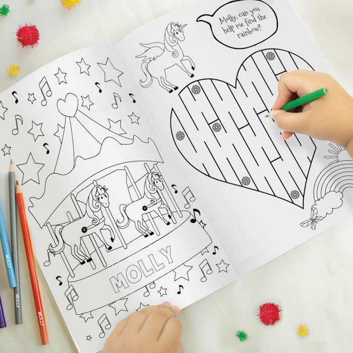 Personalised Princess & Unicorn Colouring Book with Pencil Crayons ...