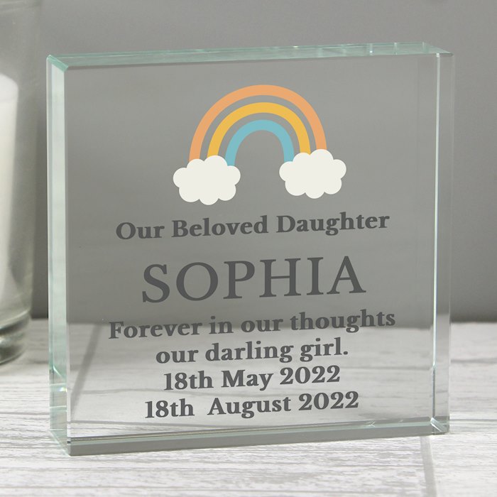Personalised Rainbow Memorial Crystal Token | SpecialMoment.co.uk