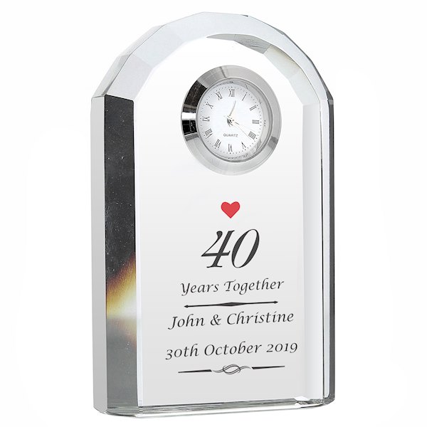 Personalised Ruby Anniversary Crystal Clock | SpecialMoment.co.uk