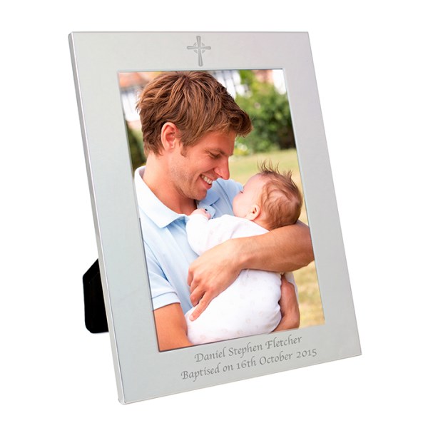 Personalised Silver 5x7 Portrait Cross Photo Frame | SpecialMoment.co.uk
