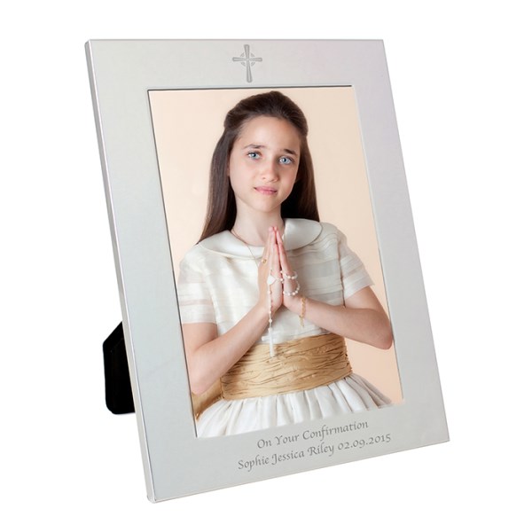 Personalised Silver 5x7 Portrait Cross Photo Frame | SpecialMoment.co.uk
