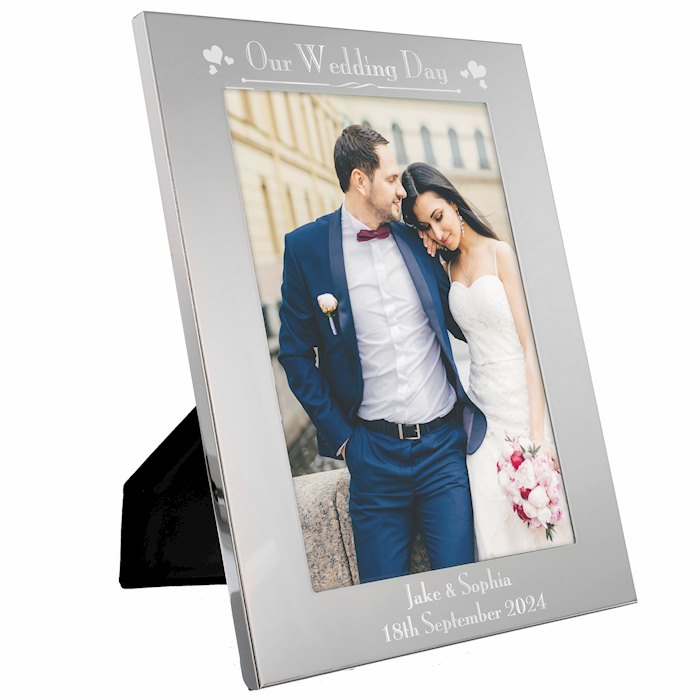 Personalised Silver 5x7 Decorative Our Wedding Day Photo Frame