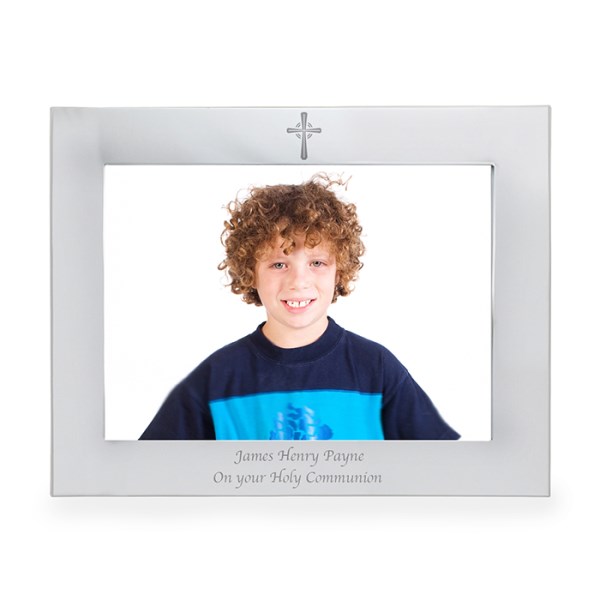 Personalised Silver 7x5 Landscape Cross Photo Frame | SpecialMoment.co.uk