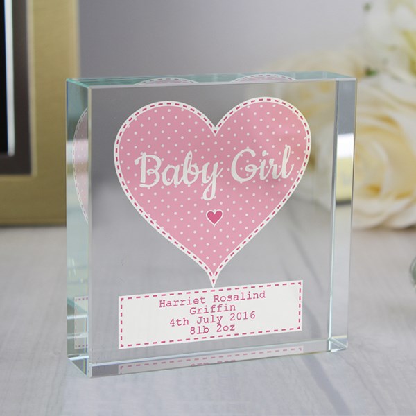 Personalised Stitch & Dot Baby Girl Crystal Token | SpecialMoment.co.uk