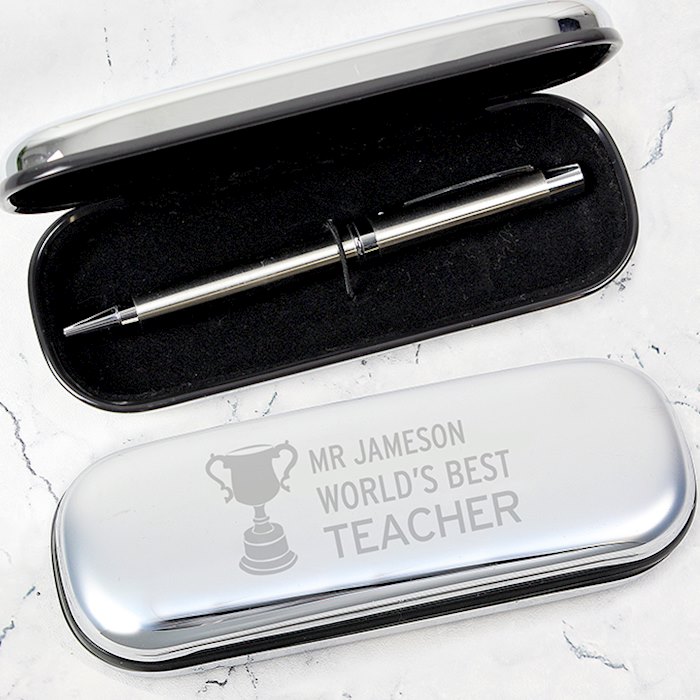 Personalised Teacher Trophy Pen and Box Set | SpecialMoment.co.uk