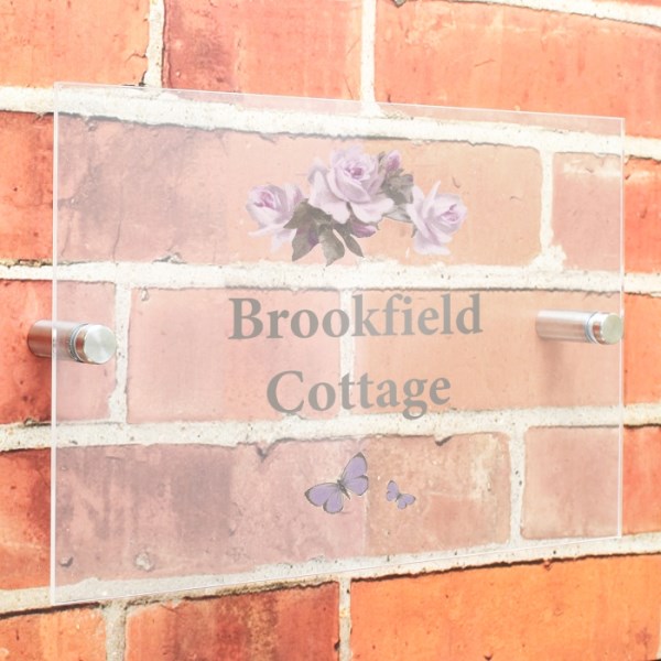 Personalised Vintage Rose Acrylic House Sign | SpecialMoment.co.uk